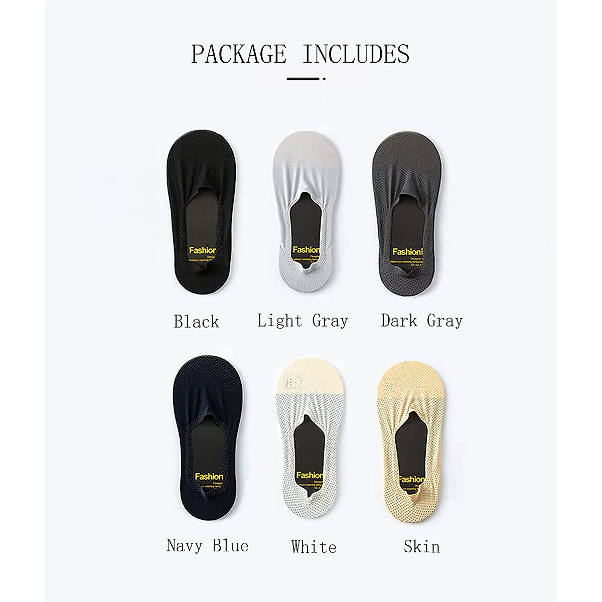 Meeyeet 6 pairs Breathable Ice Silk Socks, Flat Invisible 360 ​​° Non-slip Summer Socks with Prevents Odor Cooling Effect (6PCS)