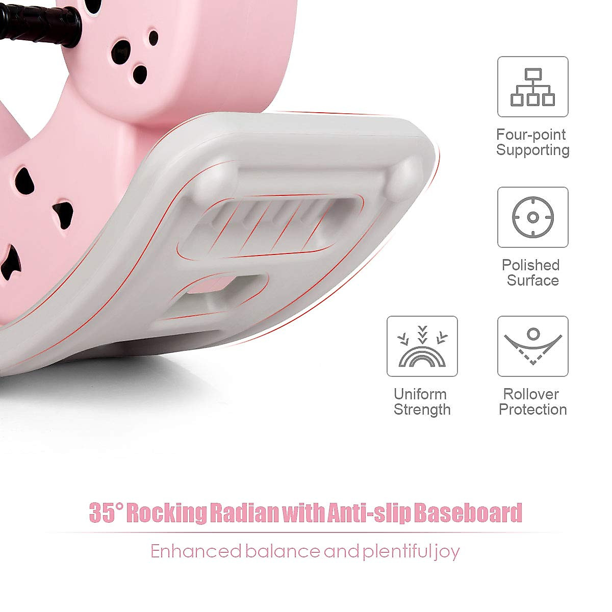 BABY JOY Kids Rocking Horse,Ride-on Horse for Toddlers with Music & Lights, HDEP Ride Animal Dog Rocker for Indoor & Outdoor,Boys & Girls Rocking Toy for Age 6 Mons Up (Pink)