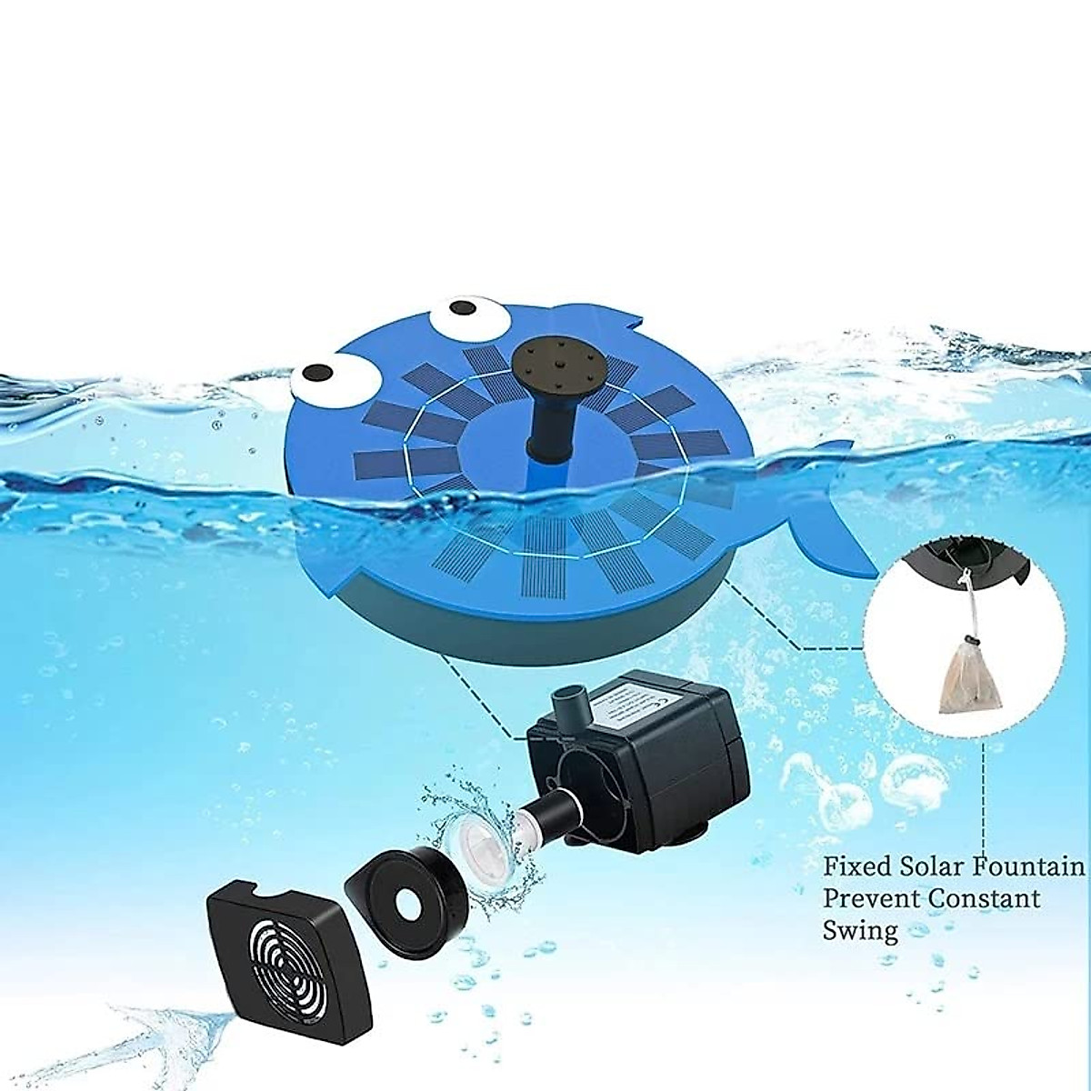 LUKEO Floating Solar Fountain Garden Waterfall Fountain Pool Pond Bird Bath Solar Panel Powered Fountain Water Pump