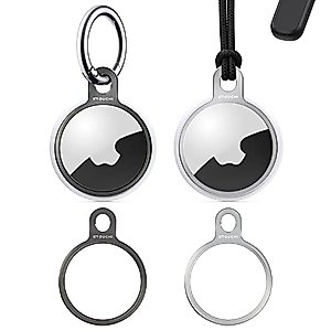2 Packs AirTag Holder Key Ring, Stouchi Aluminium Invisible Slim Keychain Case for AirTags 2021 Finder Items iPhone 13/12 Dogs, Keys, Backpacks Air Tag Accessories