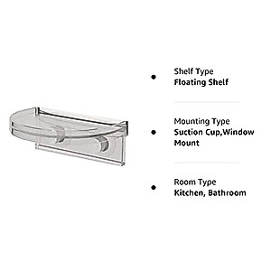 LaBrinx Designs Small Suction Cup Shelf - Live Plants, Windows, and Bathrooms