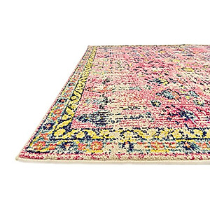 Unique Loom Monterey Collection Vintage Bohemian Inspired with Distressed Tribal Design Area Rug (5' 0 x 8' 0 Rectangular, Pink/ Yellow)