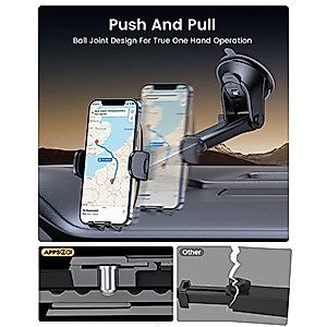 APPS2Car Windshield Phone Mount for Car, 3-in-1 Universal Hook Vent Dashboard Suction Cup Phone Holder for Car/Truck/SUV Compatible with 4-6.5'' Phone, iPhone 13/12 Series/Samsung and More