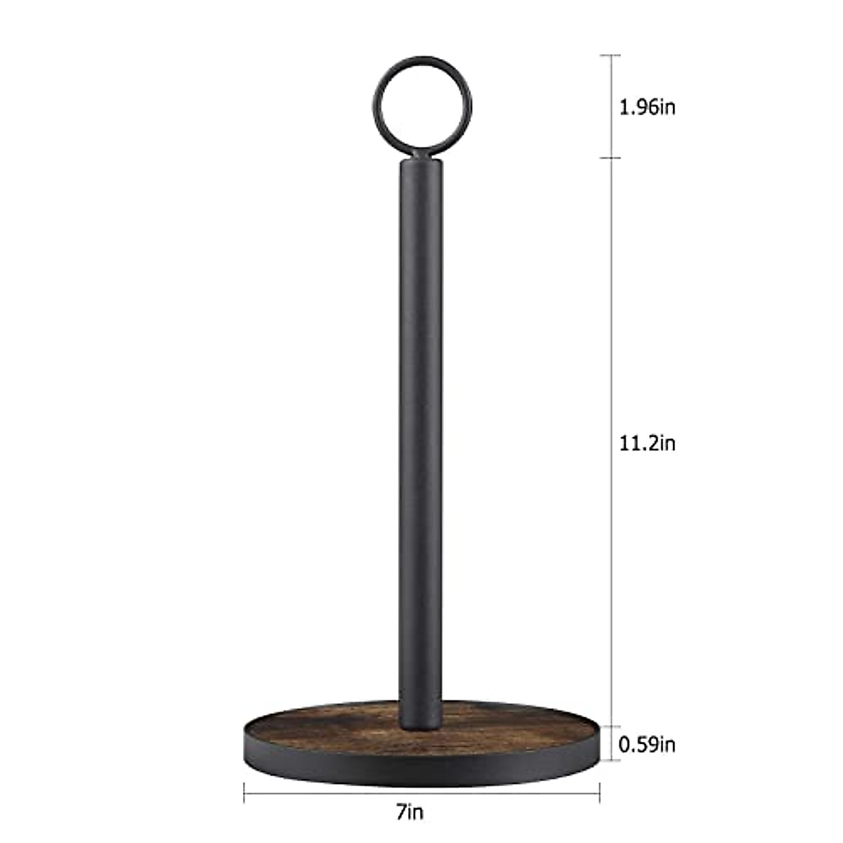 OROPY Paper Towel Holder Countertop with Heavy Duty Wood Base, Farmhouse Paper Towel Roll Stand for Kitchen Counter fits Standard and Jumbo Size Paper Towels (Brown)