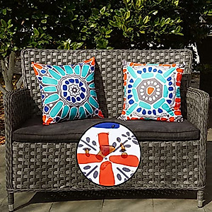 ONWAY Outdoor Waterproof Pillow Covers 18x18 Set of 4 Floral Boho Decorative Throw Cushion Cover Farmhouse Pillows for Bench Couch Patio Furniture