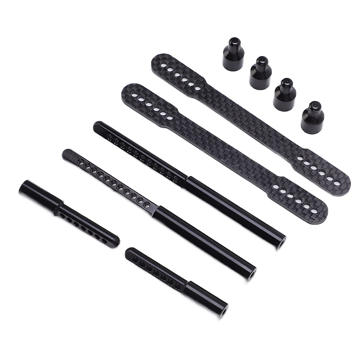 RC Car Body Post Mounts, Carbon Fiber + Aluminum Alloy RC Car Front and Rear Shell Column Kit Compatible for AXIAL SCX10 90046 90047