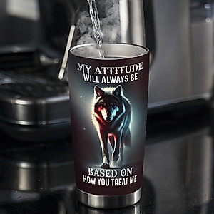 64HYDRO 20oz Wolf Gifts for Men, Women, Wolf Gifts for Wolf Lovers - Valentines Day Gifts for Him, Her - Inspirational Gifts - Wolf Tumbler Cup with Lid, Double Wall Vacuum Insulated Travel Coffee Mug