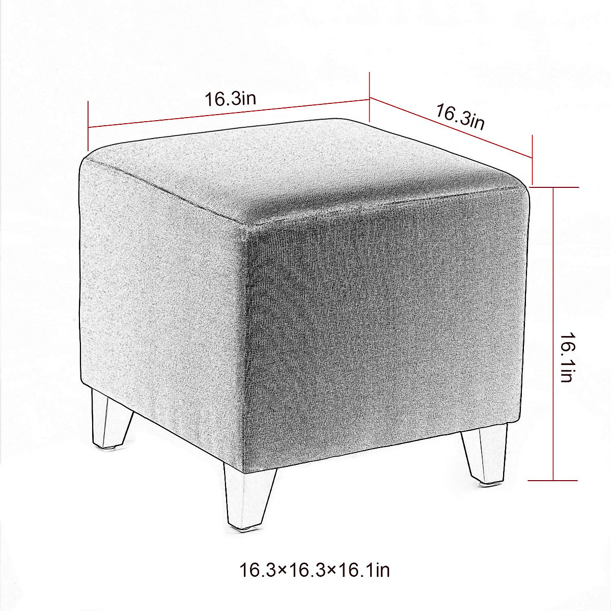 Adeco Simple British Style Cube Footstool Ottoman bench foot rest, 16x16x16, Blue