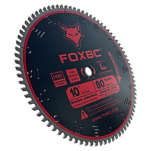 FOXBC 10-Inch Saw Blade 80-Tooth TCG for Aluminum and Non-Ferrous Metal & Plastic Cutting with 5/8-Inch Arbor