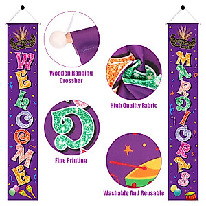 Mardi Gras Door Banner - LIYDE Mardi Gras Decorations Hanging Mardi Gras Porch Signs Outdoor Indoor Banner