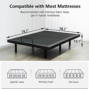 Nixorien Adjustable Bed Frame Queen,Zero Gravity Electric Bed with Wireless Remote,Under Bed Light,Head and Foot Incline,Dual USB Ports,Adjustable Legs,Easy Assembly