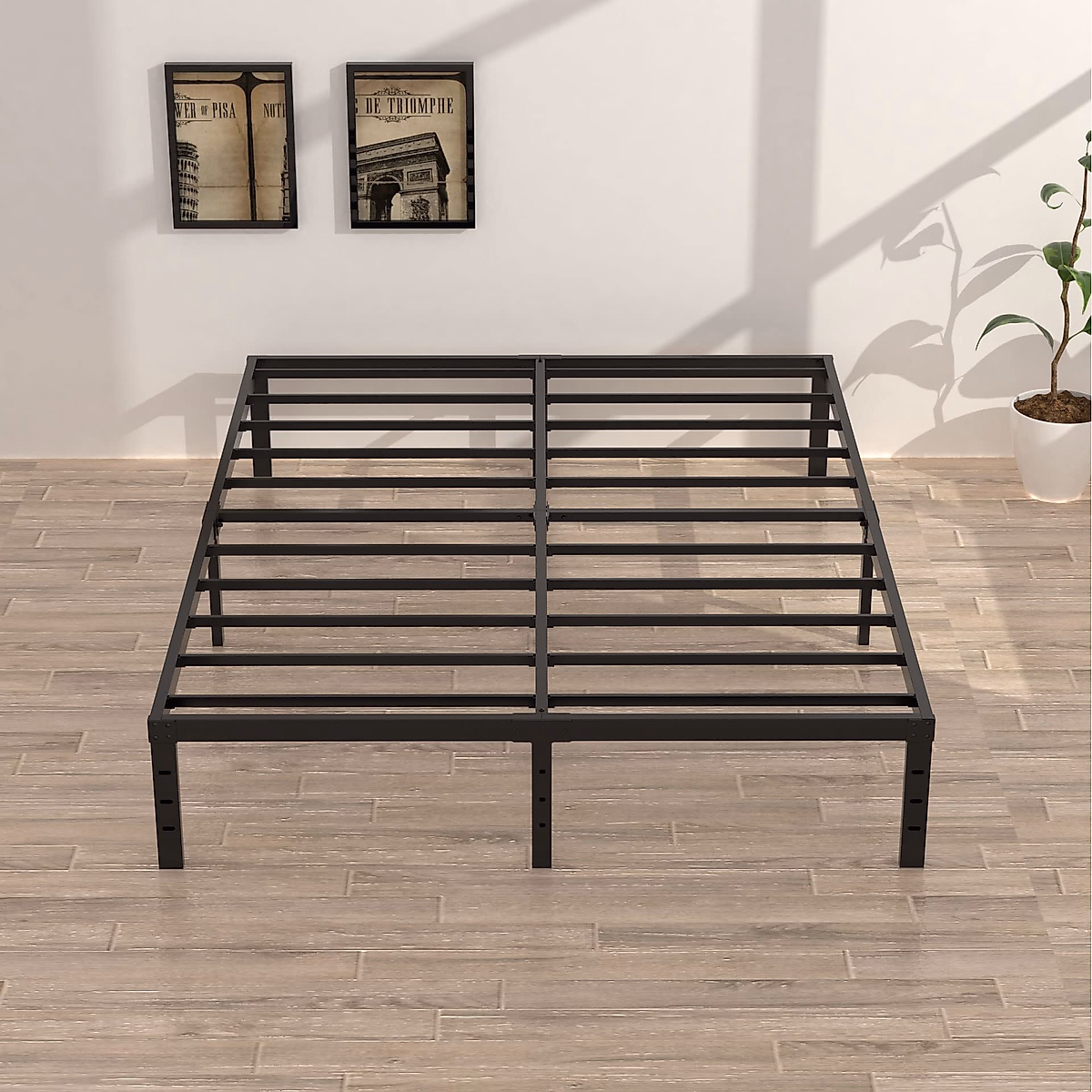 Upcanso California King Metal Bed Frame, 14 Inch Heavy Duty Storage Platform Bed Frame with 2500lbs Steel Slats Support, Easy Assembly, Black