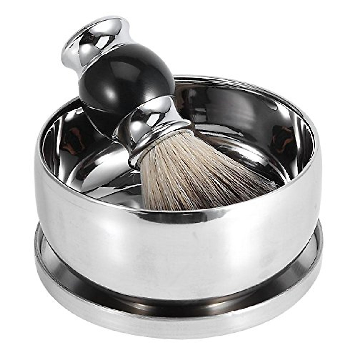 Professional Men's Shaving Tool Kit for Men Beard Shaving Stand Holder + Faux Badger Hair Brush + Alloy Soap Mug Bowl Kit, Set Mustache Care, Travel Case for Male