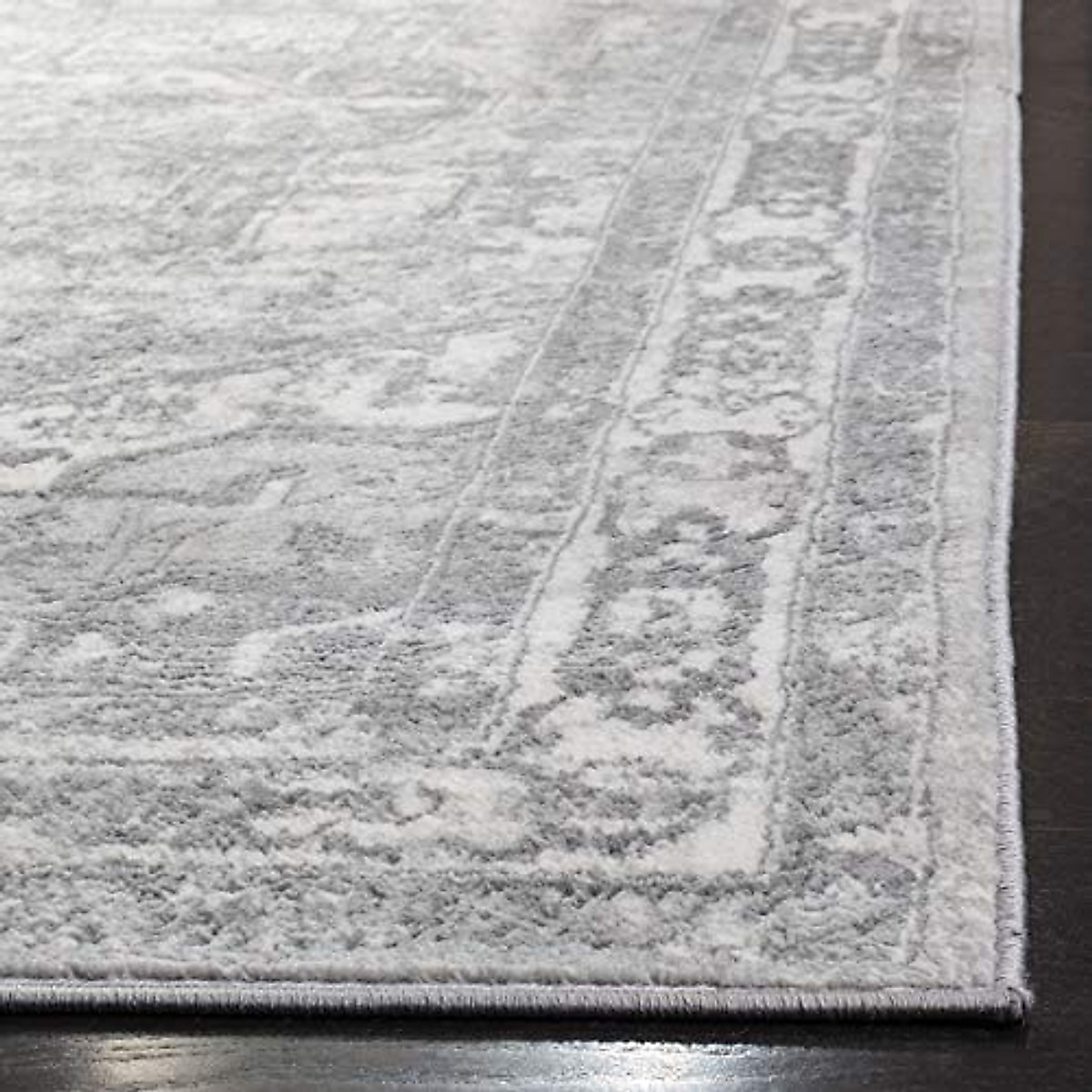 SAFAVIEH Brentwood Collection 2' x 12' Cream/Grey BNT852B Medallion Distressed Non-Shedding Living Room Bedroom Runner Rug