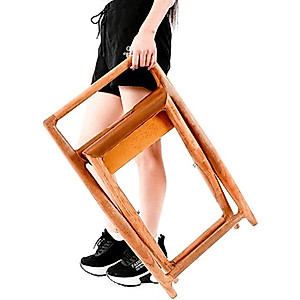 GUODDM Luggage Racks for Suitcases - Suitcase Stand for Guest Room Folding, Luggage Stand Wood, Luggage Holder Stand Leather Seat, Luggage Shelf Organizer with Backrest, for Hotel Bedroom Closet