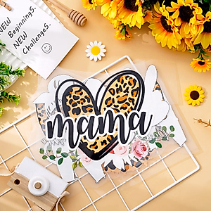 Whaline 6 Sheet Mama Iron On Transfers Patches Leopard Patterns Heat Transfer Iron Patches Leopard Momlife Heat Transfer Stickers for Clothing Fabric DIY Craft Costume Decor