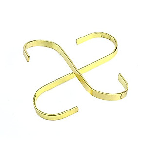 Tighall 6PCS 5" Flat S Shape Hooks Heavy-Duty Stainless Steel S Hooks for Hanging Mug Pots and Pans Coffee Cups Coats Bags Plant Kitchen Garden(Gold)