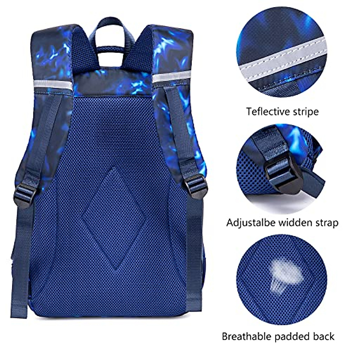 LEDAOU Backpack for Kids Boys School Bags Teen Bookbags Set School Backpack with Lunch Box and Pencil Case (Soccer Ball)