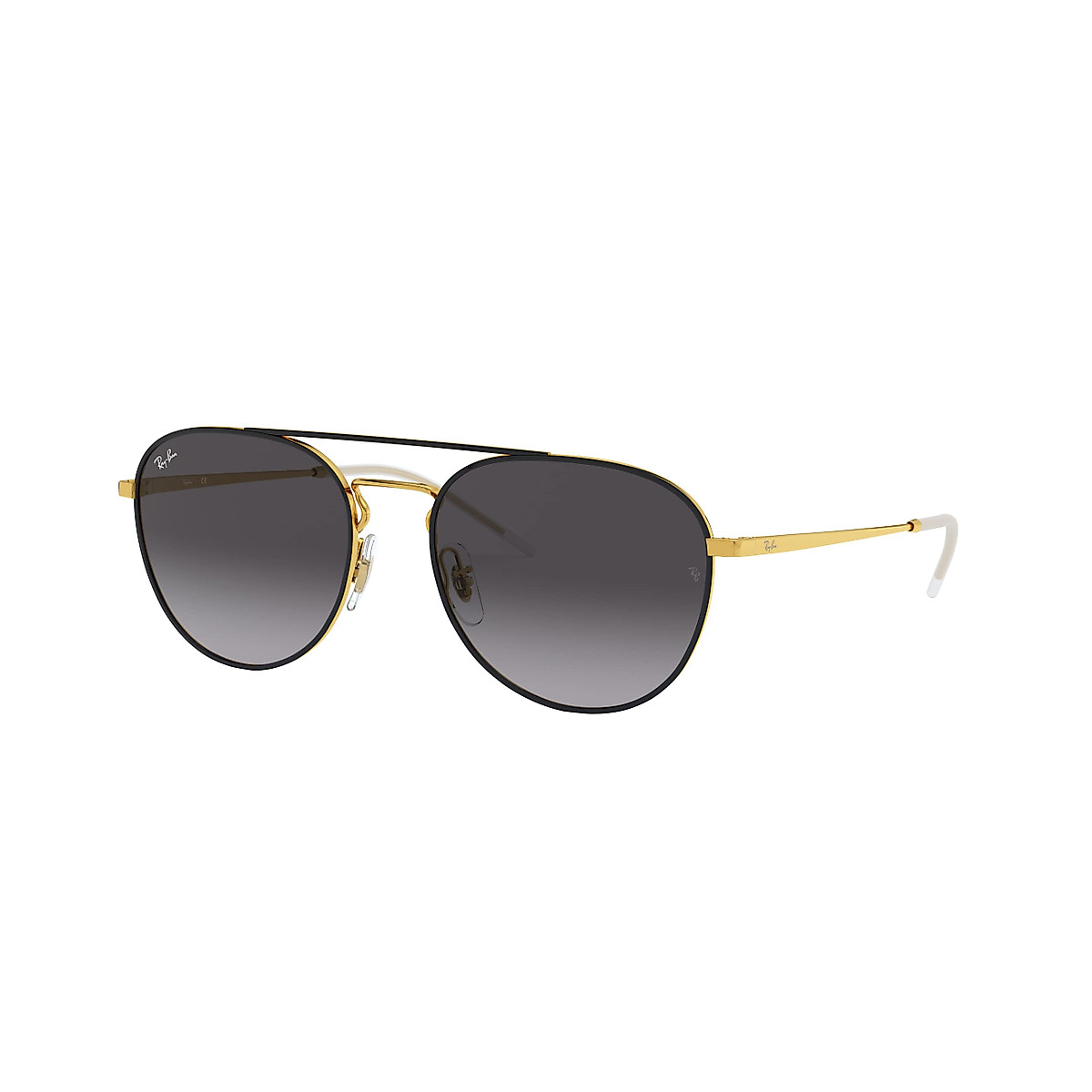 Ray-Ban RB3589 Square Sunglasses, Black On Gold/Light Grey Gradient Dark Grey, 55 mm