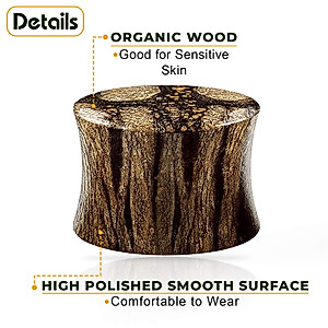 BIG GAUGES Pair of Batik Wood 1/2 Inch Gauge 12mm Double Flared Saddle Piercing Jewelry Ear Stretcher Earring Flesh Solid Plugs BG5267