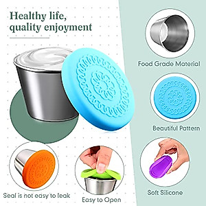 Potchen 20 Pack Dipping Cups with Lid, 2.5 oz Stainless Steel Dipping Sauce Cups, Condiment Containers with Lid, Freezer Cups with Leakproof Silicone Lid, Sauce Cups with Lid, Mini Food Storage Box