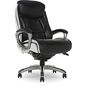 Serta Executive Office Smart Layers Technology Leather and Mesh Ergonomic Computer Chair with Contoured Lumbar and ComfortCoils, Black & White