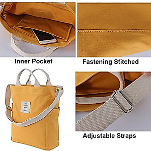 ALUWU Canvas Tote Bag for Women Crossbody Bag Casual Shoulder Purse Handbag with Zipper for School Work Beige