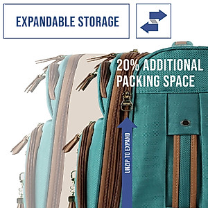 Steve Madden On Luggage Collection - Lightweight Softside Expandable Suitcase for Men & Women - Durable Bag with 4-Rolling Spinner Wheels (Harlo Teal Blue)