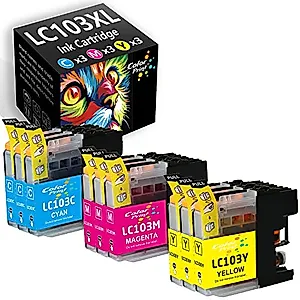 ColorPrint Compatible Ink Cartridge Replacement for Brother LC103 LC103XL LC101 Used for MFC-J870DW MFC-J470DW MFC-J450DW MFC-J4310DW J4410DW J6920DW J475DW Printer (3Cyan,3Magenta,3Yellow, 9-Pack)