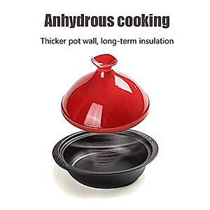Casserole Dish ZYF Tagine Pot with Cone Shaped Lid, Cooking Tagine Medium Lead Free for Different Cooking Styles Compatible with All Stoves(1.5L) (Color : Red)