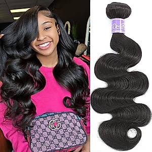 UDesire 12A Brazilian Body Wave One Bundle 18inch 100% Unprocessed Brazilian Virgin Body Wave Human Hair for Black Women Natural Black Brazilian Body Wave Human Hair Weft