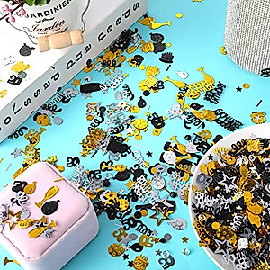 3000 Pieces Happy Birthday Confetti Number 50 Confetti Birthday Cake Confetti Table Scatter Confetti, Black Gold Silver Party Decorations Supplies for Birthday Anniversary (50th Style)