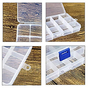 SUMAJU 2 Pack 15 Grids Organizer Box, Plastic Jewelry Organizers with Adjustable Dividers Clear Storage Container for Beads Crafts Fishing Tackles