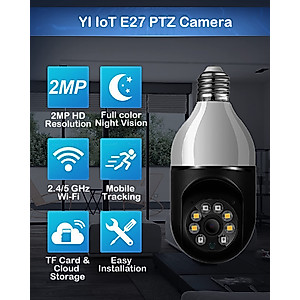 E27 360° Security Cameras Wireless Outdoor, 2.4GHz & 5G WiFi Light Bulb Security Camera, 1080p Video Surveillance for Home Security, Indoor Night Vision Cam System, Motion Detection, Two-Way Talk