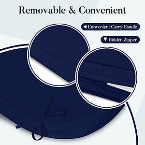 Basic Beyond Patio Chair Cushions for Patio Chairs, 19 x 19 Outdoor Chair Cushions Set of 4 Waterproof Outdoor Seat Cushions for Outdoor Chairs with Handle and Attached Straps, Navy Blue