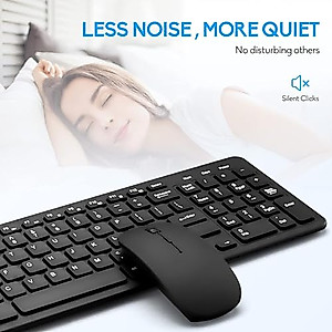 Guiheng Wireless Keyboard and Mouse Combo, Compact Quiet Wireless Keyboard and Mouse Set 2.4G Ultra-Thin Sleek Design for Windows, Computer, Desktop, PC, Notebook, Laptop (Black01)