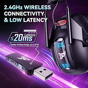 YPBDAN Wireless Gaming Headset for PS5, PS4, PC, USB Over Ear Gaming Headphones with Noise Canceling Mic, Bluetooth 5.3, 100H Battery, Low Latency, Foldable Headset for Switch, Mac, Laptop