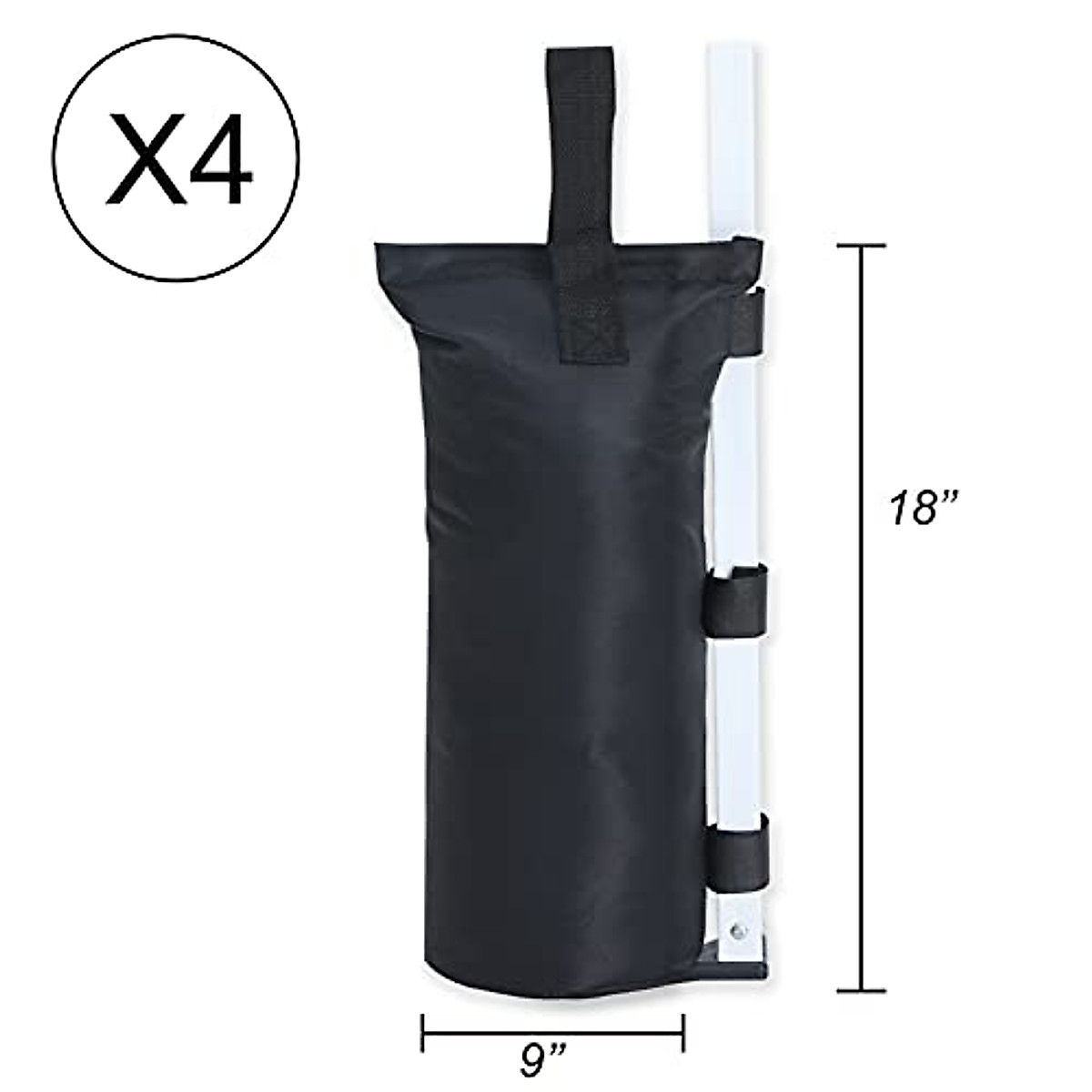 ABCCANOPY 112 LBS Extra Large Canopy Sand Bags, 4-Pack, Black (Without Sand)