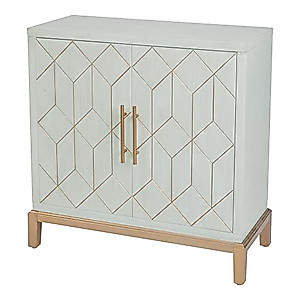 HLR Green Accent Cabinet with Gold Trim,Storage Cabinet with Doors,Modern Wooden Sideboard, Side Cabinets for Bedroom, Living Room, Kitchen, Office and Hallway