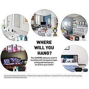 OAPRIRE Acrylic Floating Shelves Set of 2 - Damage Free Expand Wall Space - 9 Inch Adhesive Shelf for Bedroom, Bathroom, Kitchen, Shelves for Wall Decor with Cable Clips (Frosted)