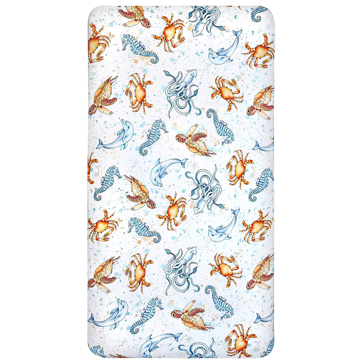 Nautical Design Crib Sheet | Soft Jersey Knit Cotton | Ocean Creature Decor