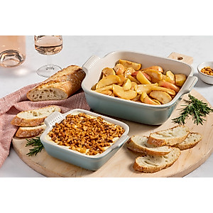 Le Creuset Stoneware Heritage Set of 2 Square Dishes , Small - 18 oz. & Medium - 2 qt., Sea Salt