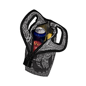 Lunch Bag Tote Ethnic Elephant Lunch Box Neoprene Insulated Gourmet Tote Cooler Warm Pouch For Teens Girls Boys Women Men