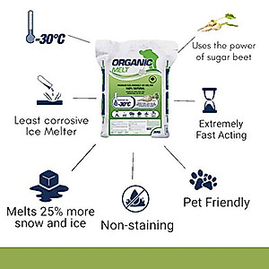Organic Melt Premium Granular Ice Melt. Eco Friendly, Pet Friendly, Driveway and Sidewalk Safe- 20kg Bag (44 lbs)