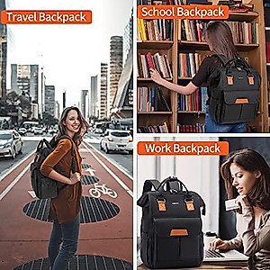 Women Computer Backpack Nurse Bags: 15.6 Inch Laptop Backpack with USB Charger for College High School Travel Business Carry on Bookbag for for Teens Girls Women Students Gift