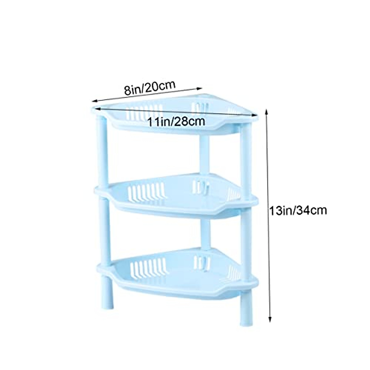 STOBAZA 2pcs 3 Home Household Stand Organizer Shelves for Plastic Rack Corner Storage Bathroom Desk Basket Shelf Kitchenblue Layer Small