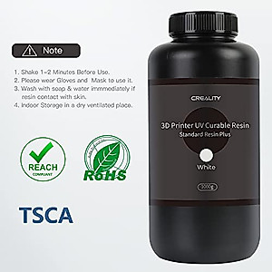 Creality 3D Printer Resin,1KG 405nm UV Curing Resin with High Precision Low Odor Quick Curing Standard Photopolymer Resin for LCD 3D Printers (Clear)