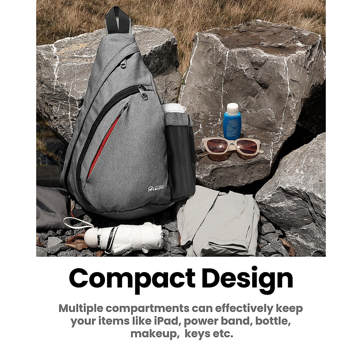 OutdoorMaster Sling Bag - Crossbody Shoulder Chest Urben/Outdoor/Travel Backpack for Women & Men (Gray)