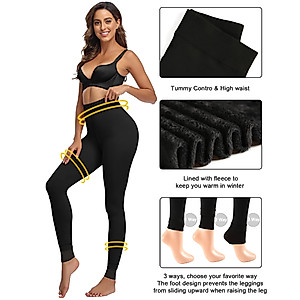 CHRLEISURE Women's Winter Warm Fleece Lined Leggings - Thick Velvet Tights Thermal Pants (Black, M/L)