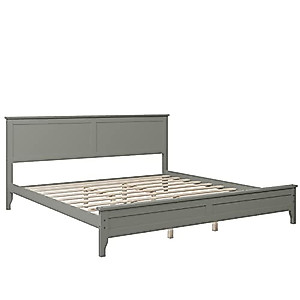 YUNLife&Home Modern King Size Platform Bed with Headboard and Footboard,Solid Wood Bed Frame with Center Support Legs for Kids Teens Adults,No Box Spring Needed